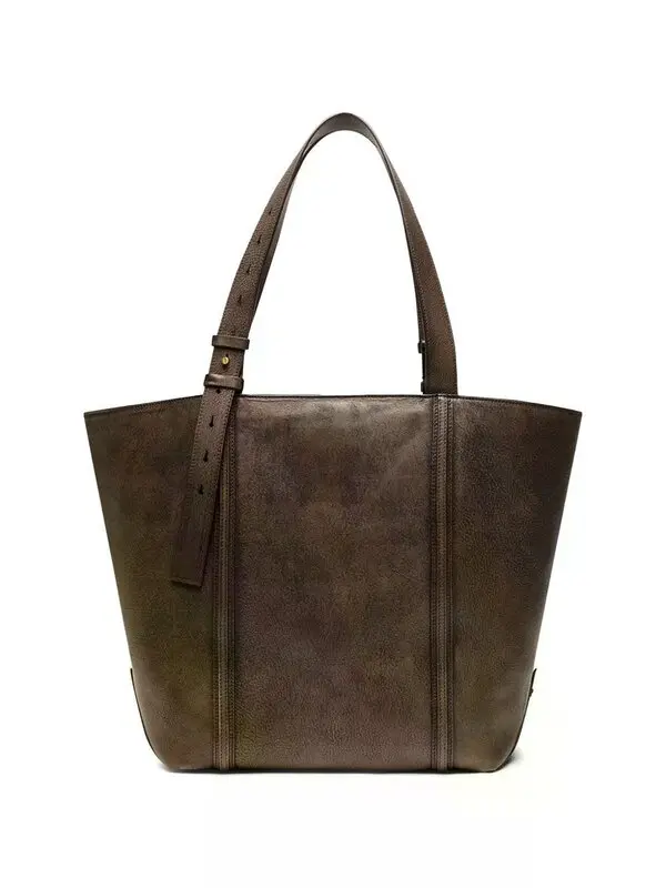GOLDEN GOOSE 24/7 East West Tote In Distressed Leather - Brown