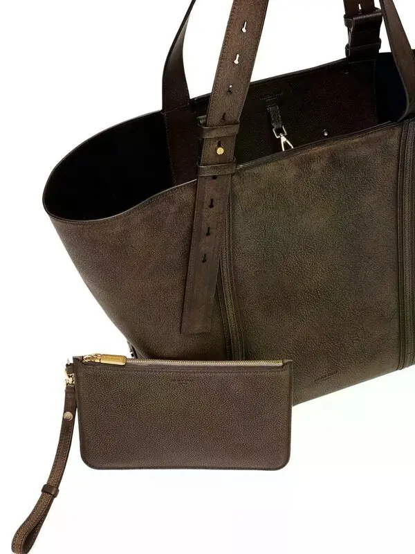 GOLDEN GOOSE 24/7 East West Tote In Distressed Leather - Brown