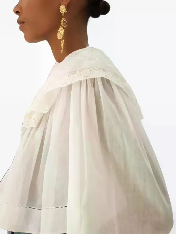 Chloé Ruffled Lace Blouse - White