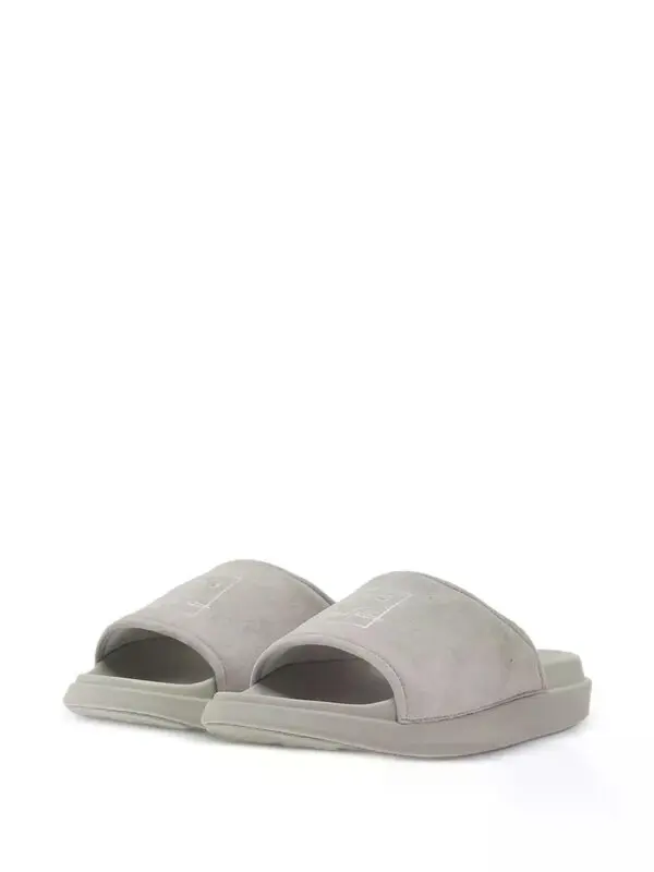 Y3 Logo-detail Suede Slides - Grey