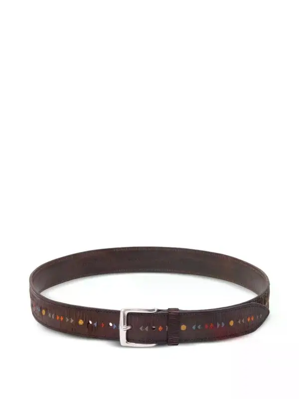 ORTIGNI Patterned Leather Belt - Brown