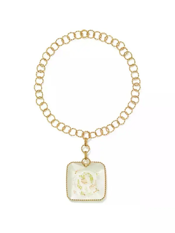Tory Burch Runway Swirl Square-pendant Necklace - Gold