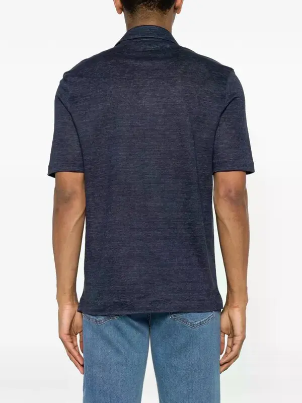 Zegna Button-up Polo Shirt - Blue