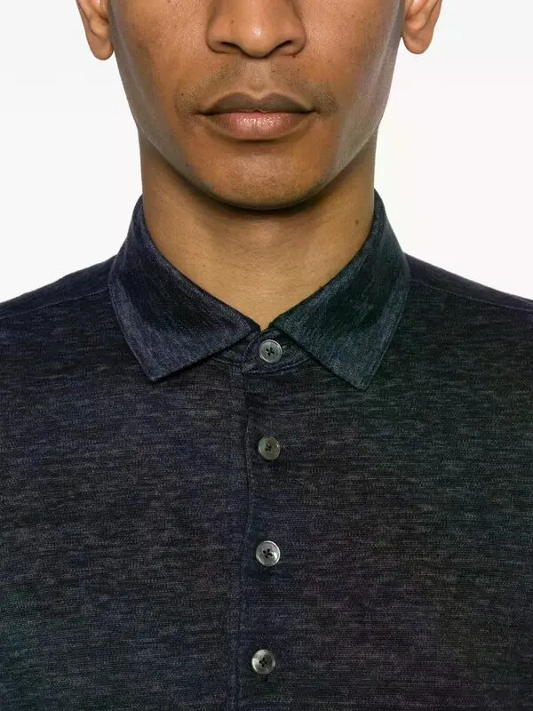 Zegna Button-up Polo Shirt - Blue
