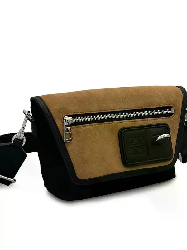 Loewe Mini Flex Zip Logo-patch Messenger Bag - Brown