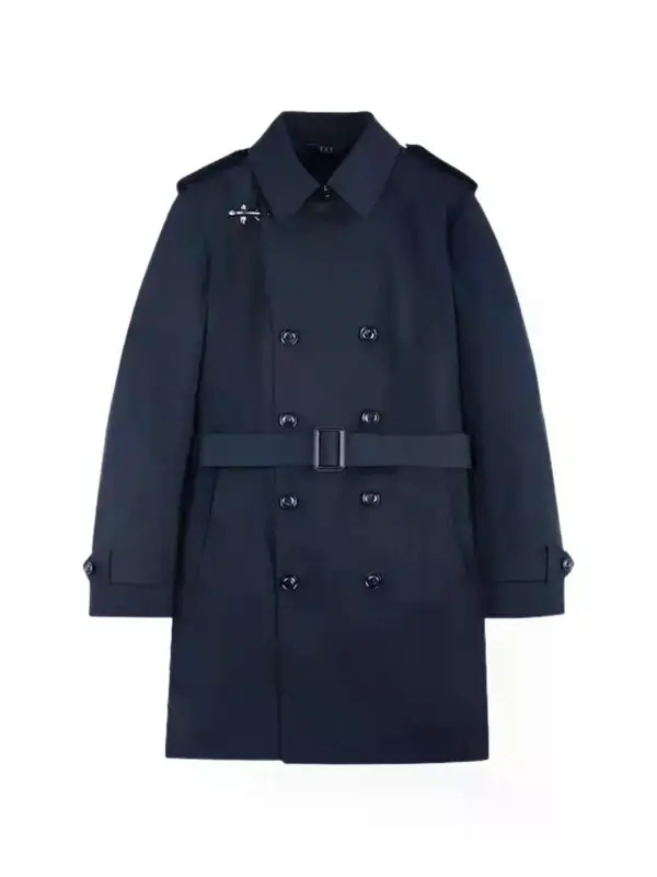 FAY Belted Double-breasted Coat - Black