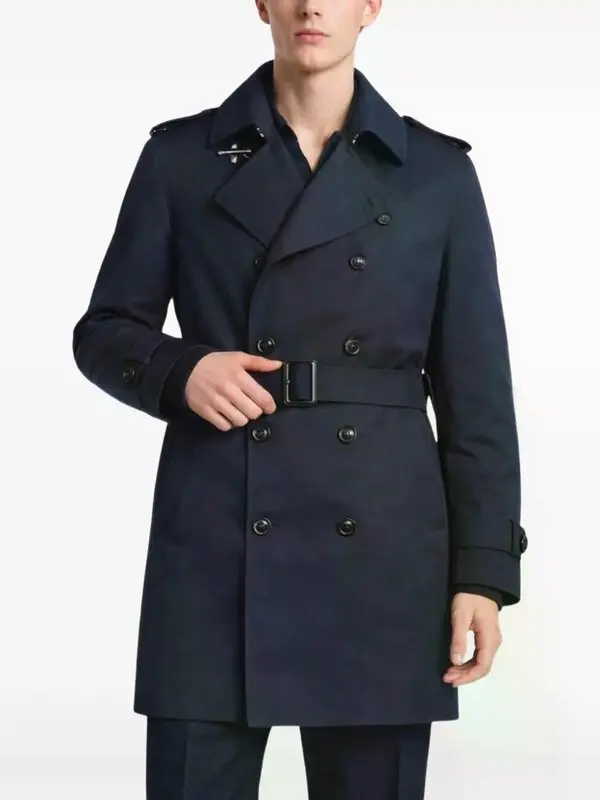 FAY Belted Double-breasted Coat - Black