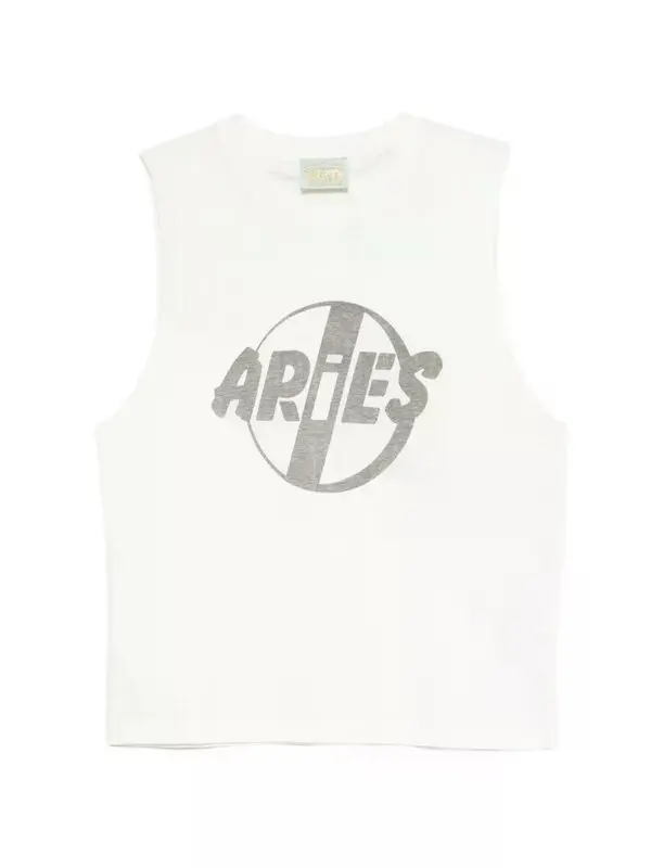 Aries Punk Logo Muscle Vest - Neutrals