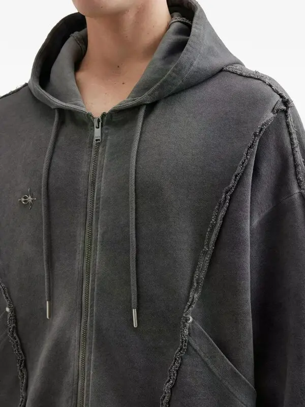 FIVE CM Frayed Zip Hoodie - Grey