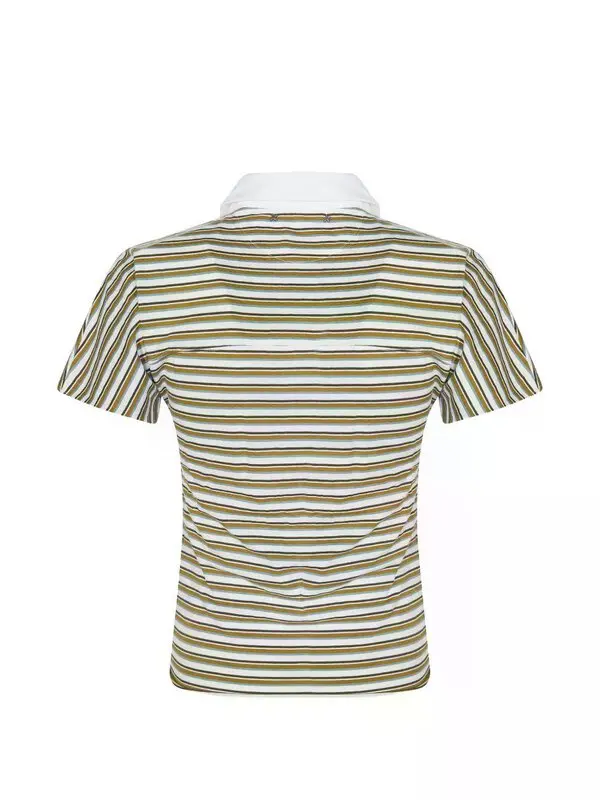 GOLDEN GOOSE Striped Cotton Jersey Polo T-shirt With Contrast Collar - Neutrals