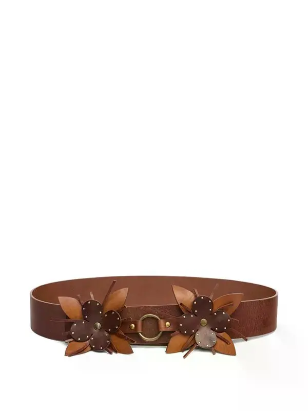 Isabel Marant Aska Floral-embellishment Leather Belt - Brown
