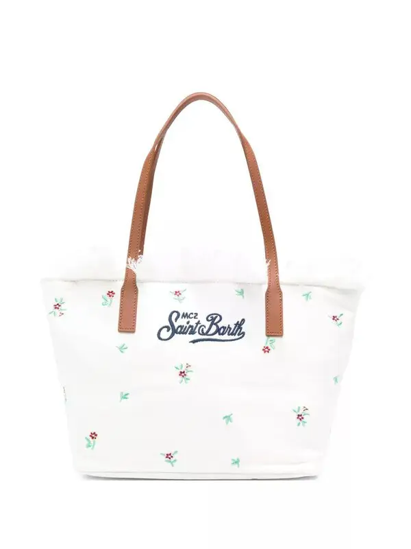 MC2 SAINT BARTH Floral-embroidered Tote Bag - White