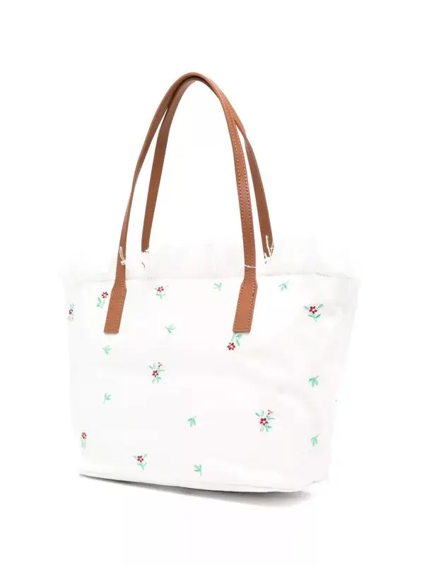 MC2 SAINT BARTH Floral-embroidered Tote Bag - White