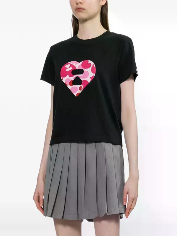 AAPE BY *A BATHING APE Heart-printed T-shirt - Black