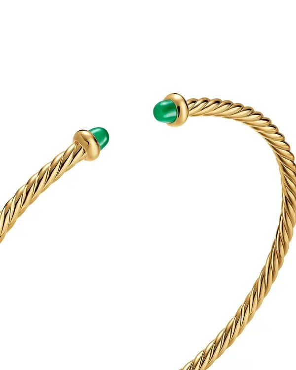 David Yurman 18k Yellow Gold Cablespira Flex Bracelet With Emeralds - Emerald/gold