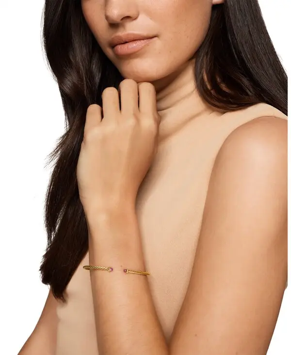 David Yurman Micro Cablespira Flex Bracelet - Ruby/gold