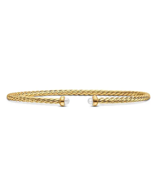 David Yurman 18k Yellow Gold Cablespira Flex Bracelet With Pearls - Pearl/gold