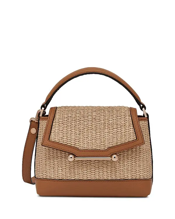 Strathberry Mosaic Nano Small Woven Raffia Crossbody Bag - Chestnut