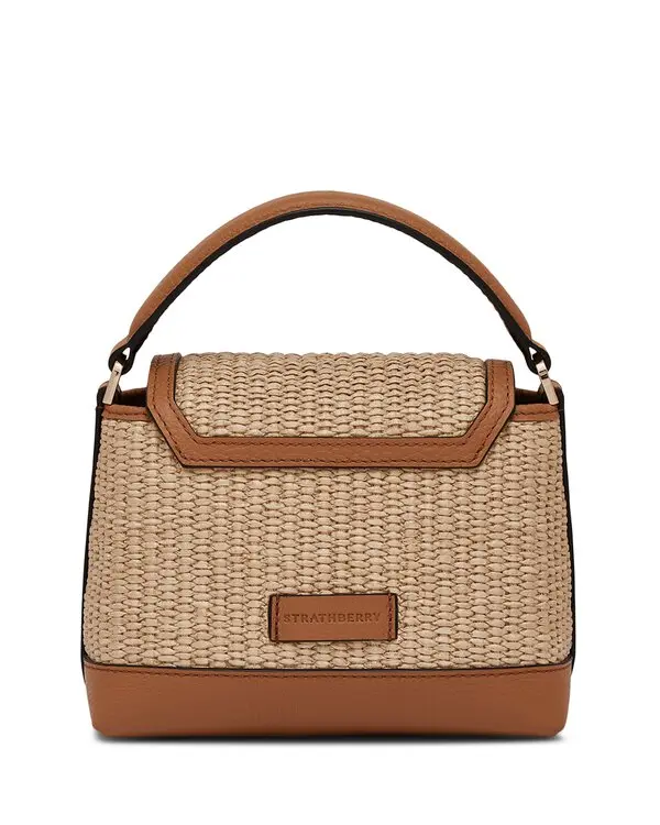 Strathberry Mosaic Nano Small Woven Raffia Crossbody Bag - Chestnut