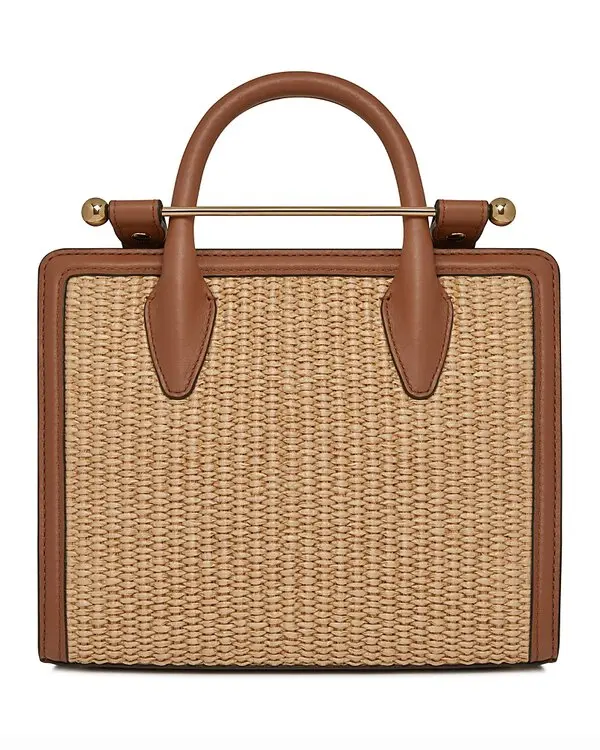 Strathberry Mini Woven Raffia Tote Bag - Chestnut
