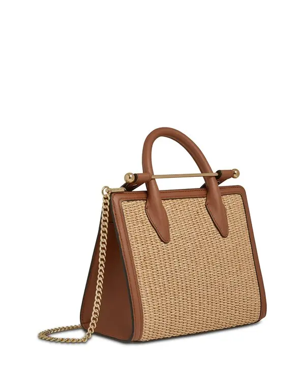 Strathberry Mini Woven Raffia Tote Bag - Chestnut