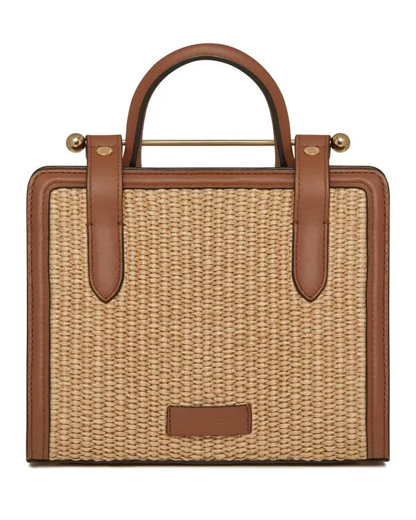 Strathberry Mini Woven Raffia Tote Bag - Chestnut