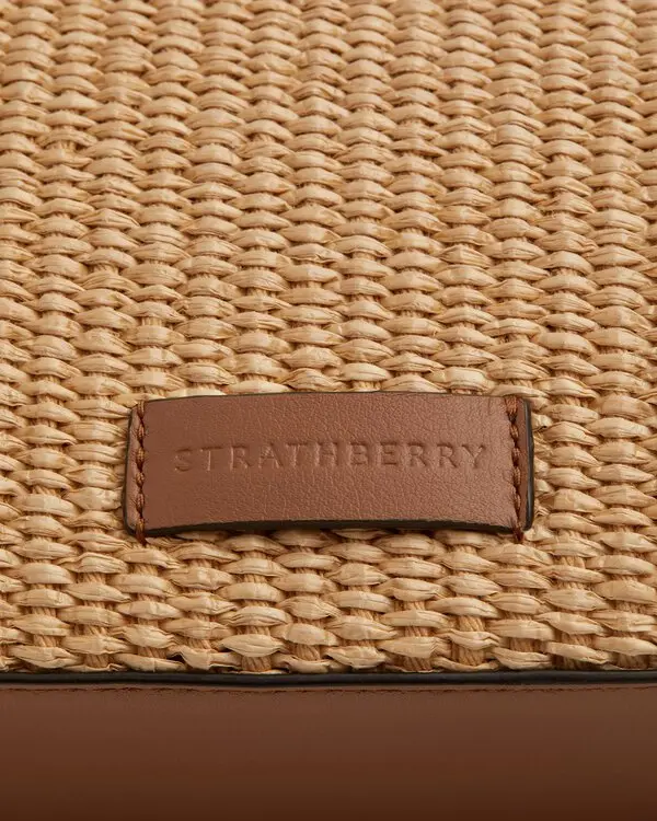 Strathberry Mini Woven Raffia Tote Bag - Chestnut