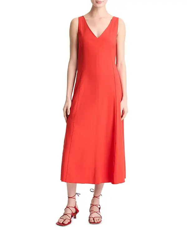 Vince V Neck Dress - Poppy