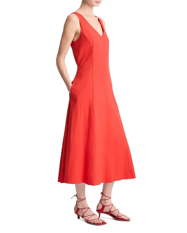 Vince V Neck Dress - Poppy