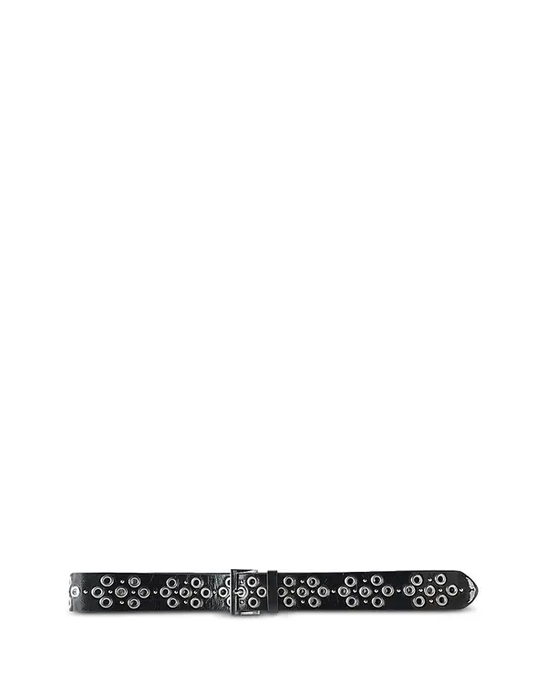 Zadig&Voltaire Starlight Eyelets Leather Belt - Black