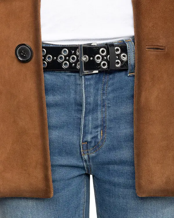 Zadig&Voltaire Starlight Eyelets Leather Belt - Black