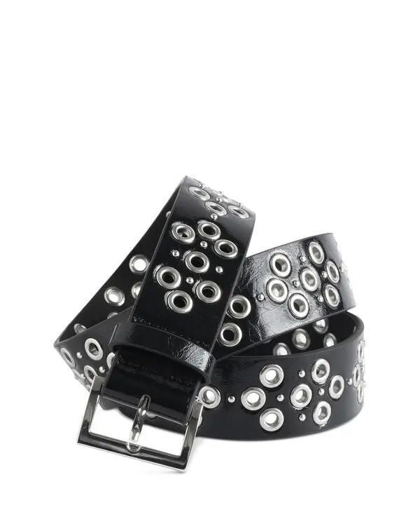 Zadig&Voltaire Starlight Eyelets Leather Belt - Black