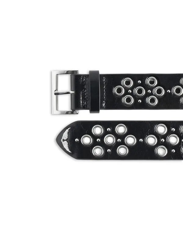 Zadig&Voltaire Starlight Eyelets Leather Belt - Black