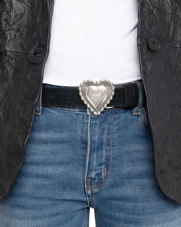 Zadig&Voltaire Sante Fe Crush Leather Belt - Black
