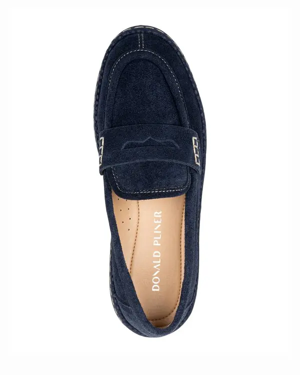 DONALD PLINER Leather/suede Slip-on Loafers - Navy