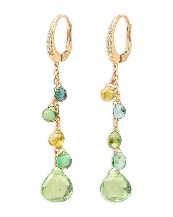 Marco Bicego 18k Yellow Gold Paradise Green Tourmaline & Diamond Linear Drop Earrings - Gold/green Tourmaline