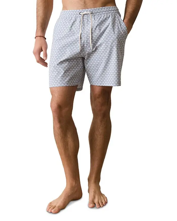 Marine Layer Aloe Sport & Swim Shorts - Light Blue Agave Print