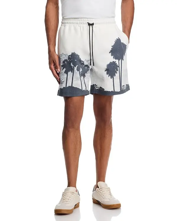 RtA Clyde Elasticated Shorts - Grey Allover Palm Tree