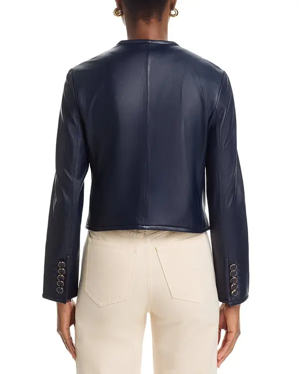 Veronica Beard Andrea Leather Jacket - Navy