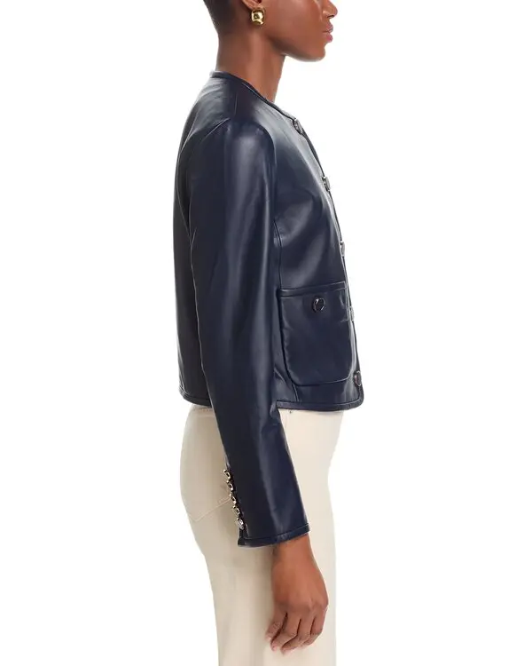 Veronica Beard Andrea Leather Jacket - Navy