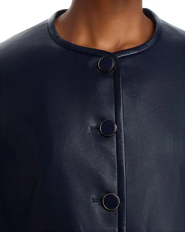 Veronica Beard Andrea Leather Jacket - Navy