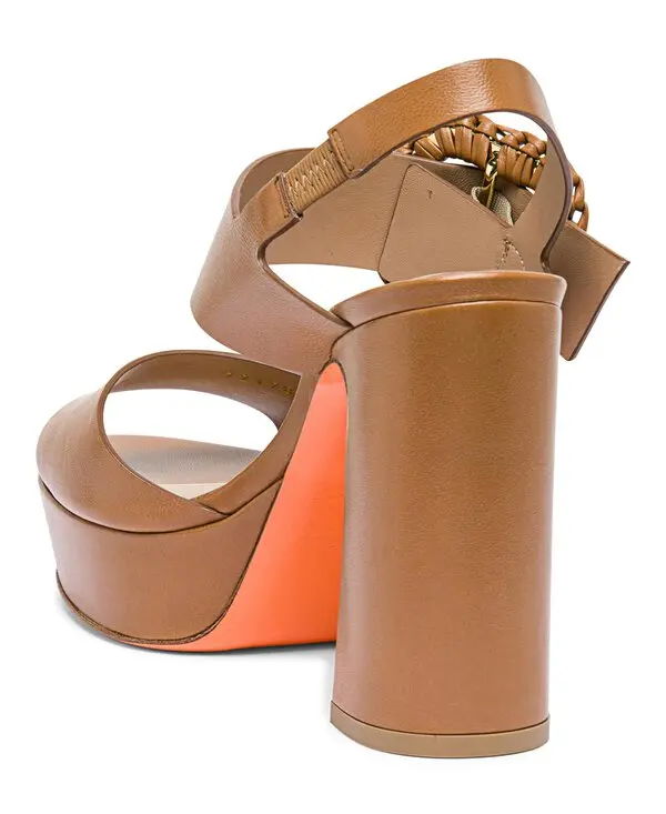 Santoni Leather High-heel Platform Sandal - Medium Brown