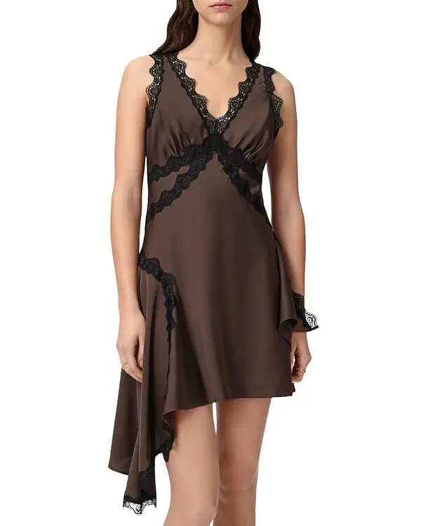 ALLSAINTS Ilka Asymmetrical Lace Trim Dress