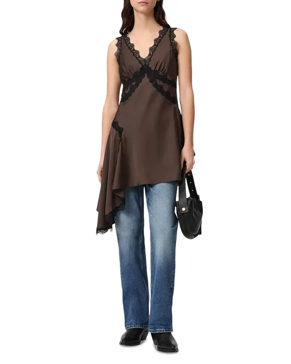 ALLSAINTS Ilka Asymmetrical Lace Trim Dress