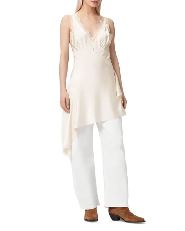 ALLSAINTS Ilka Asymmetrical Lace Trim Dress