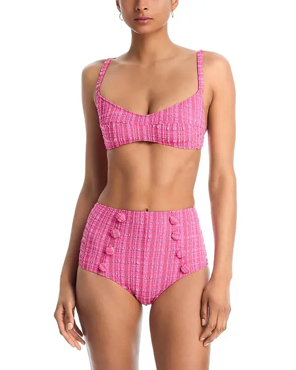 Lisa Marie Fernandez Balconette High Waist Bikini Set - Pink Terry Cloth