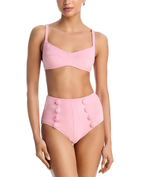 Lisa Marie Fernandez Balconette High Waist Bikini Set - Pink Terry Cloth