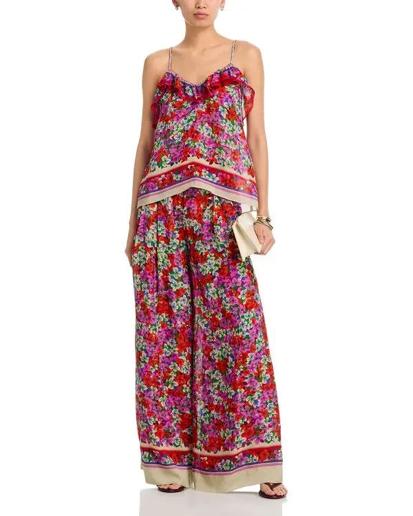 Essentiel Antwerp Printed Wide-leg Pants - Fire Glow