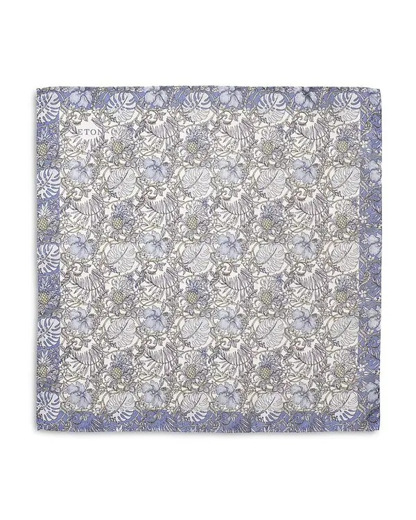 Eton Tropical Silk Pocket Square - Light Blue