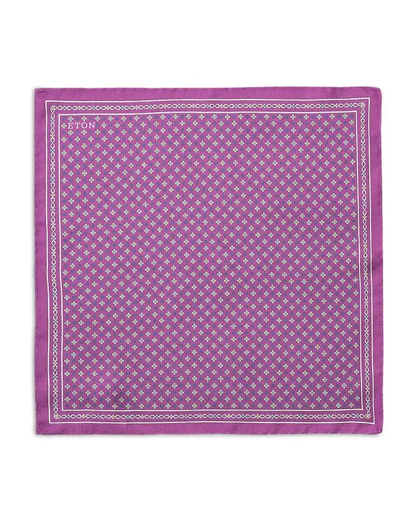 Eton Floral Silk Twill Pocket Square - Medium Purple